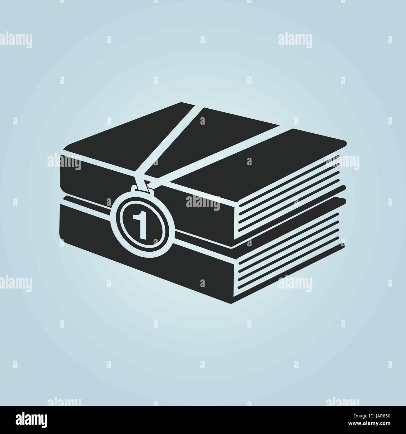 Education icon. Books and winner medal symbol. Vector illustration ...