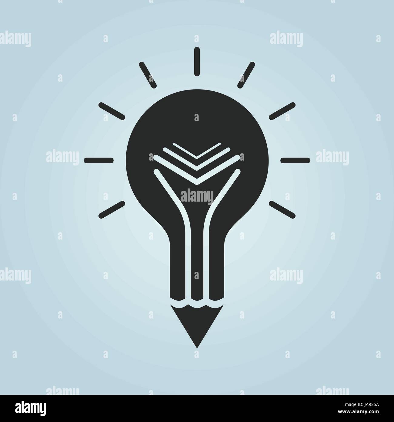 Creative education icon. Light bulb pencil and book symbol. Vector illustration Stock Vector ...