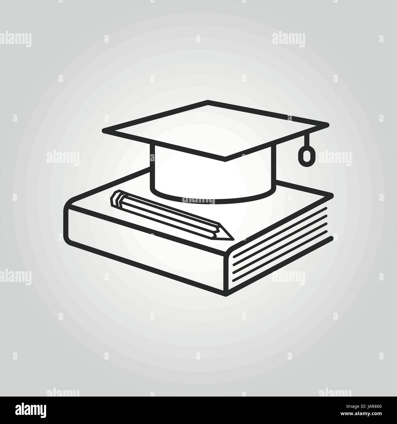 Education icon. Graduation cap, book and pencil symbol. Vector ...