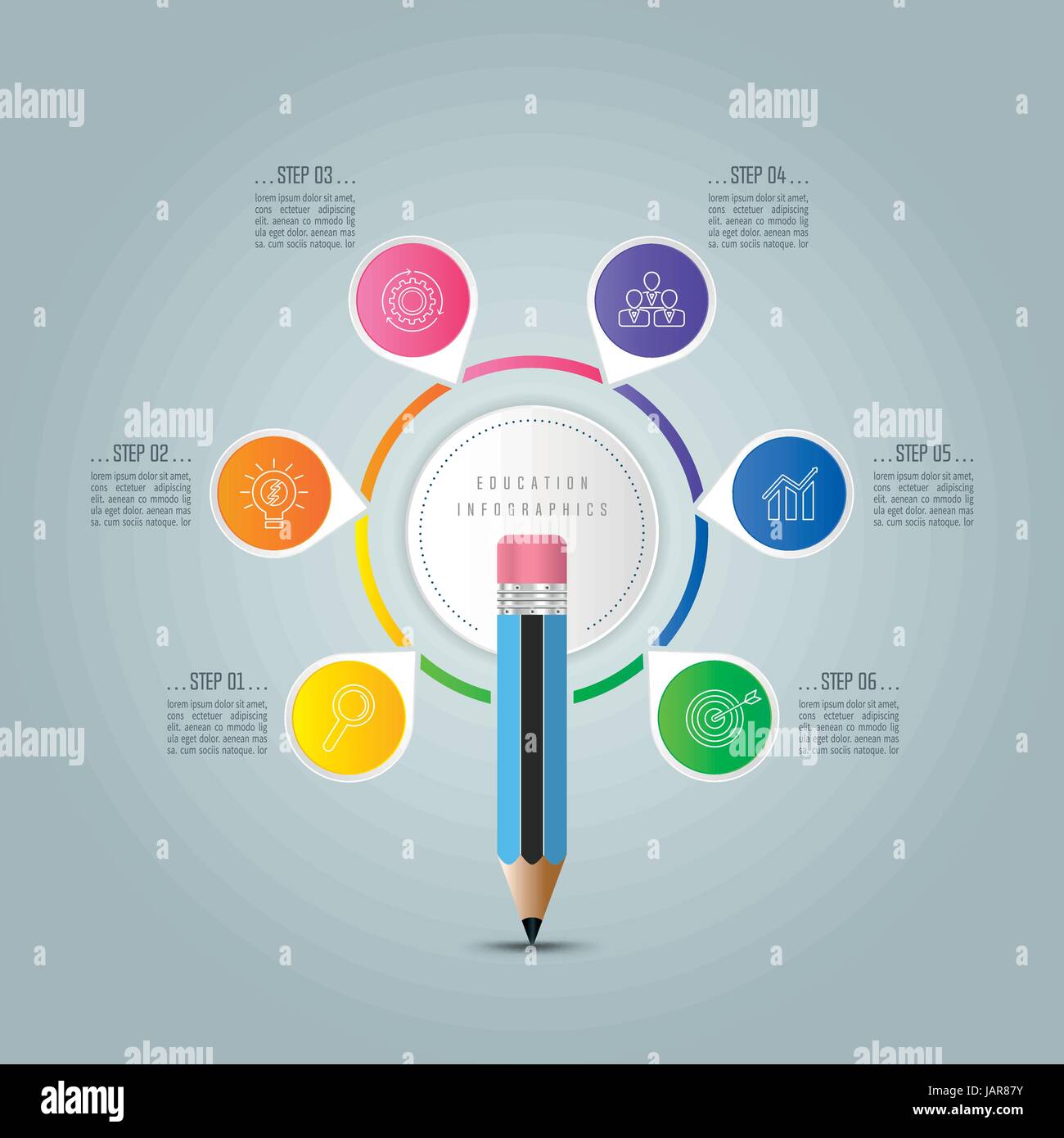 Education infographics template 6 step option. Timeline infographic ...