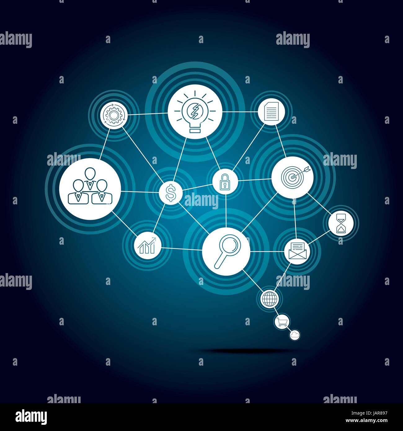 Business connection concept in form of brain symbol. Abstract ...