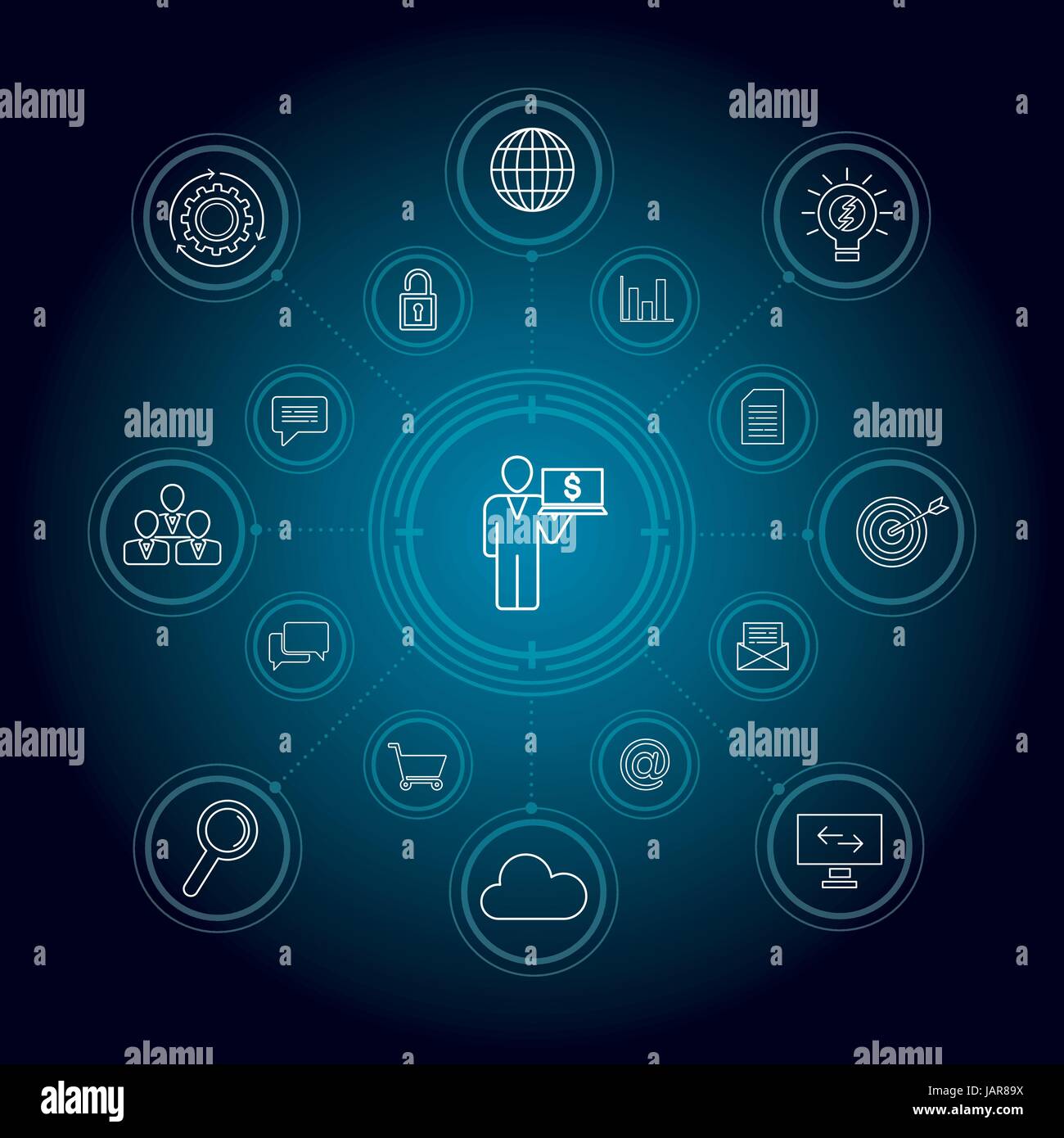 Business connection concept. Abstract background with digital marketing ...