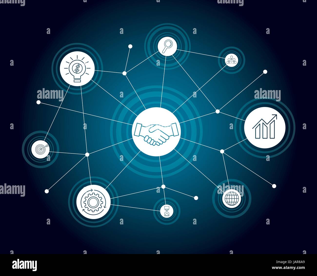 Business connection concept. Abstract background with digital marketing ...