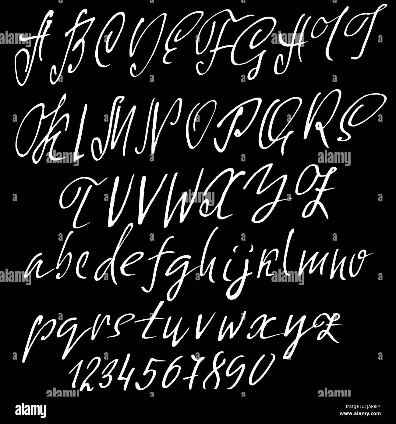 Hand drawn elegant calligraphy font. Modern brush lettering. Grunge ...