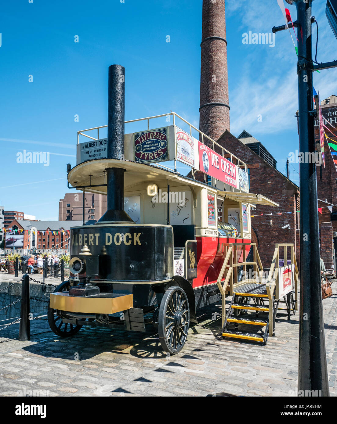 Old Steam Driven Bus now converted to Icecream Kiosk by the Albert Dock ...