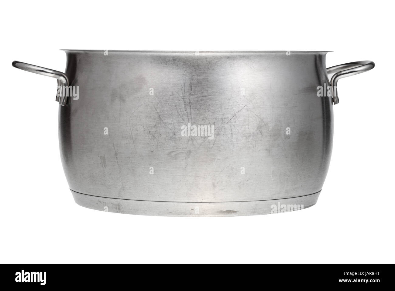 side view of stainless steel saucepan isolated on white background ...