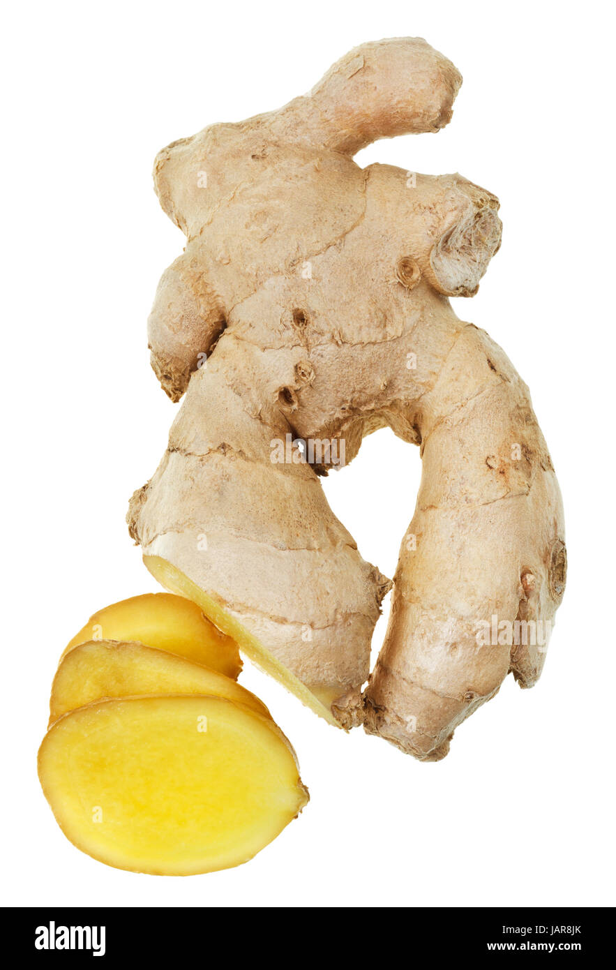 fresh cutting ginger root isolated on white background Stock Photo - Alamy