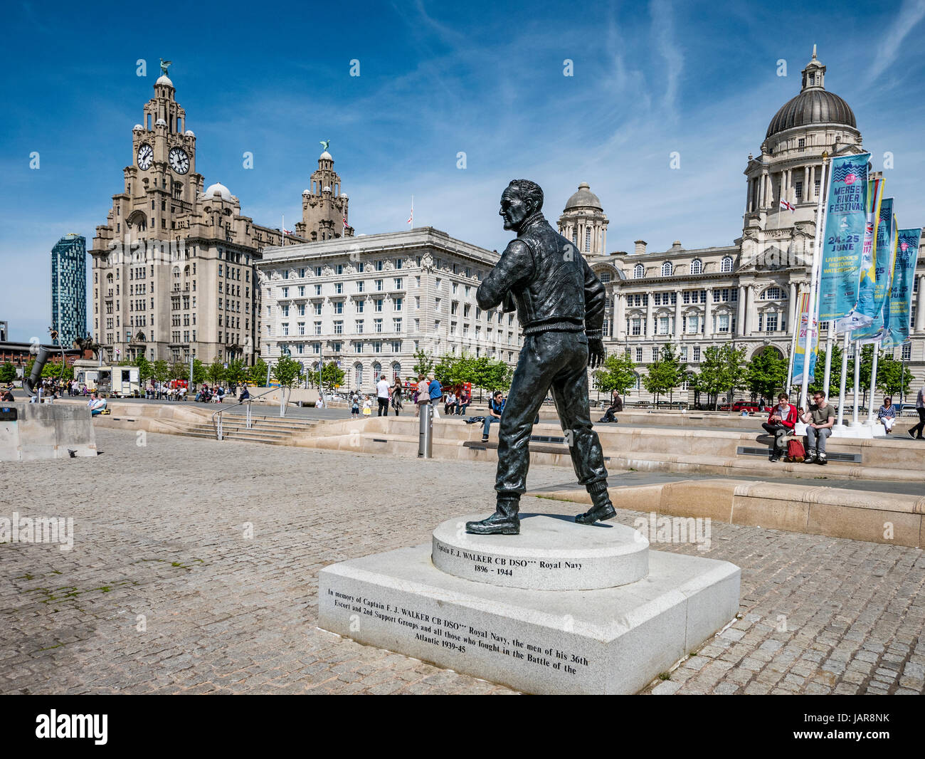 Statue to Captain F.J.Walker CB DSO in front of the Three Graces ...