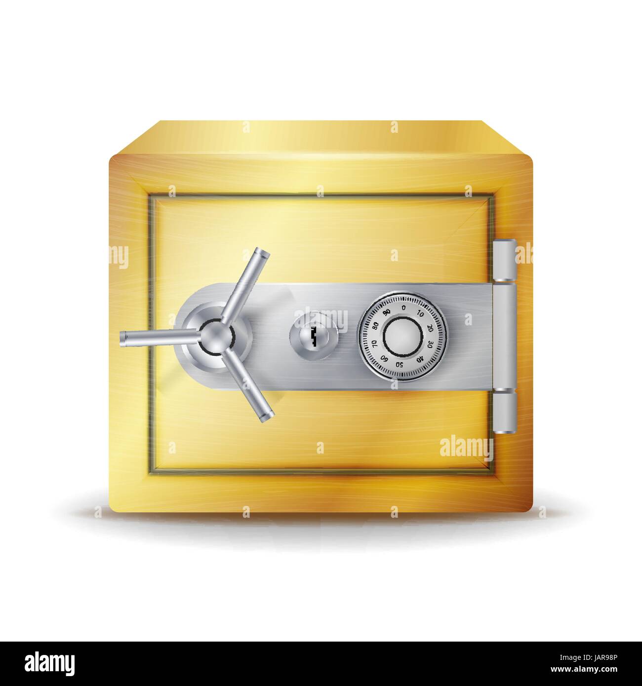 Metal Safe Realistic Vector. Gold Deposit Box For Safety Concept Stock ...