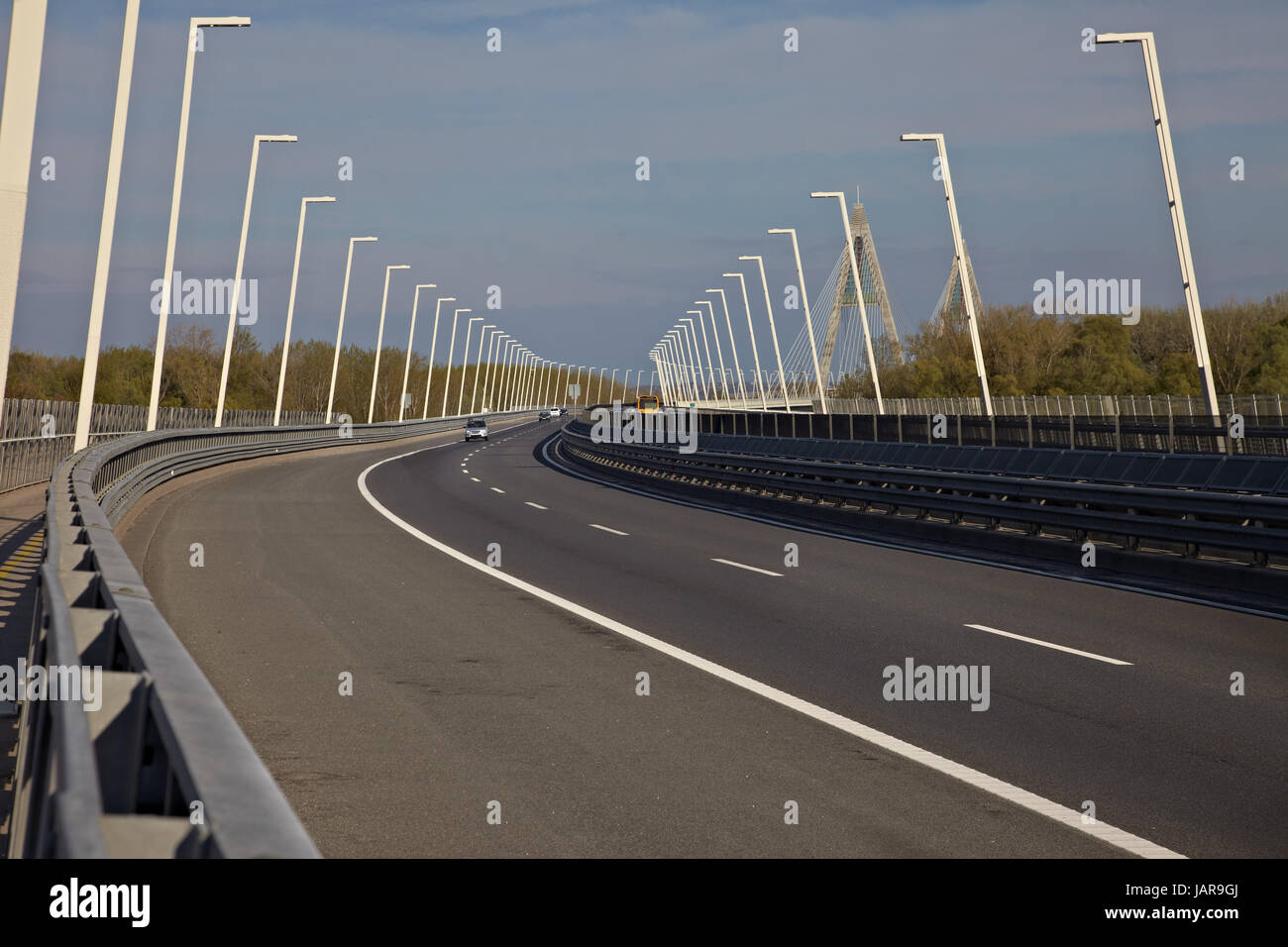 Highway over a bridge with little traffic Stock Photo - Alamy