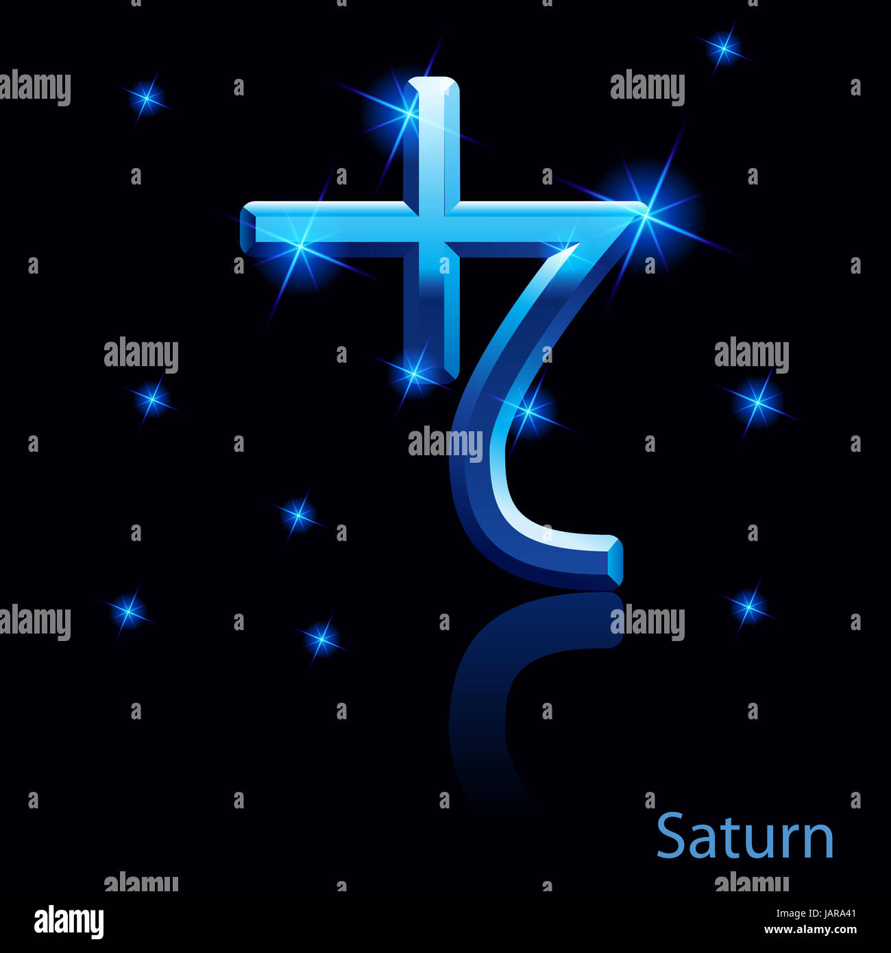 Shiny blue Saturn sign on white background Stock Photo - Alamy