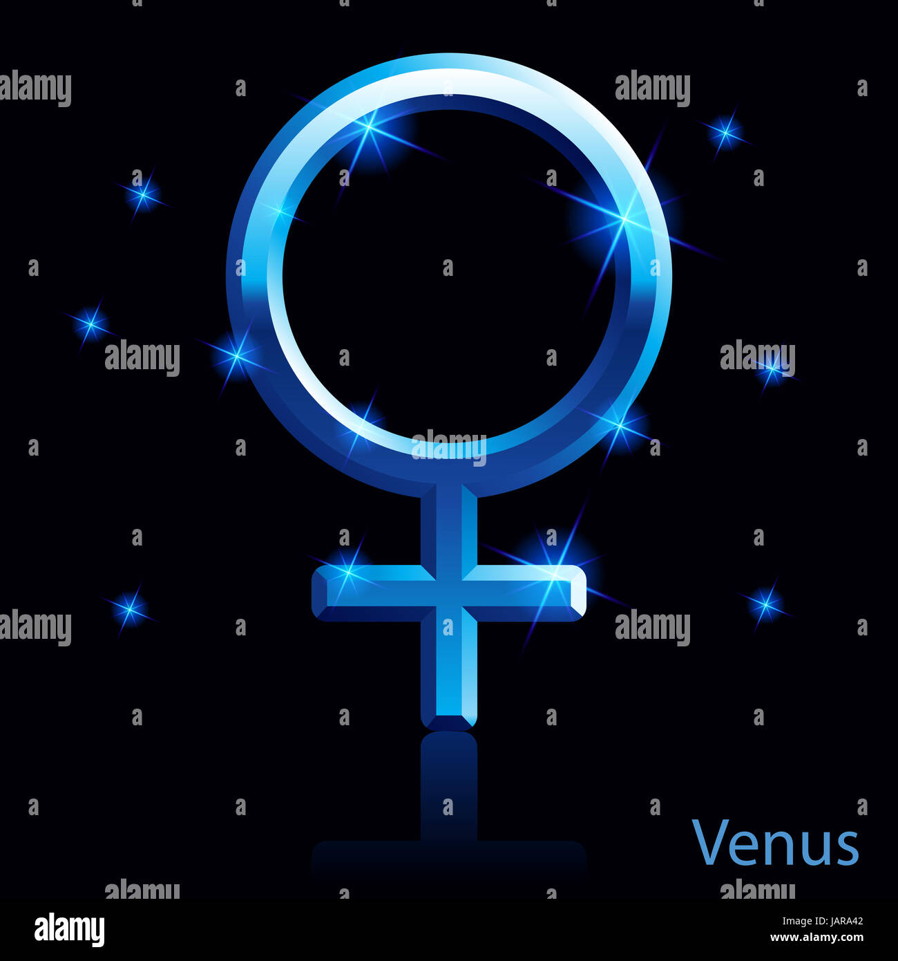 Shiny blue Venus sign on white background Stock Photo - Alamy
