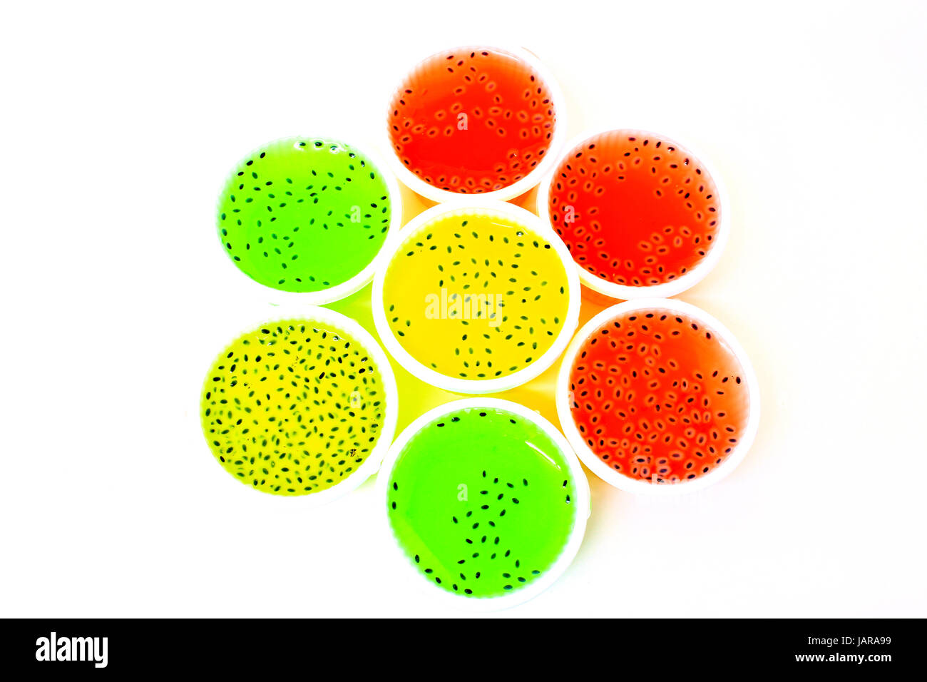 different colors and flavors on a white background Stock Photo - Alamy