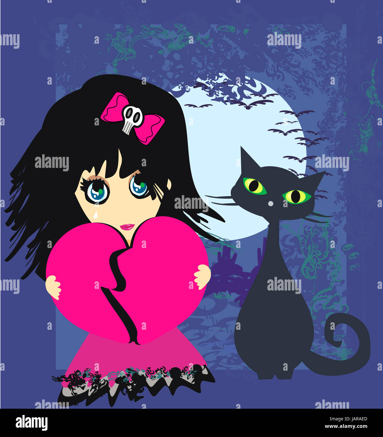 Black Emo Girl Cartoon Character Emo Character High Res Vector Graphic
