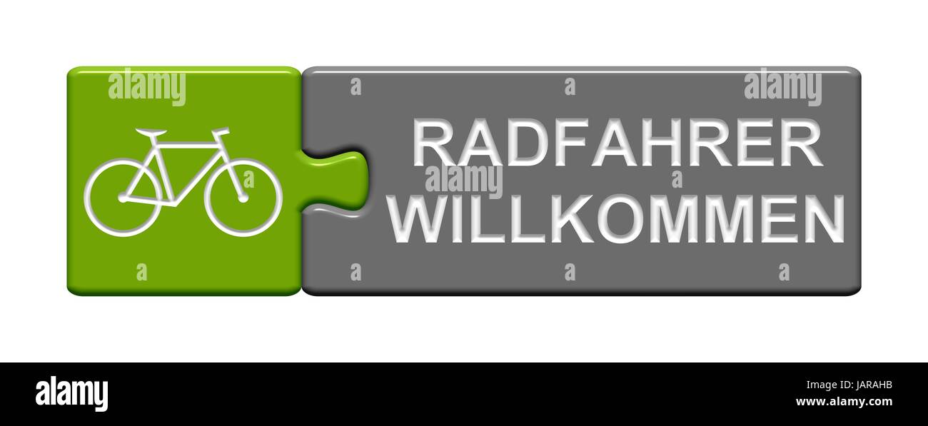 puzzle button: cyclists welcome Stock Photo - Alamy