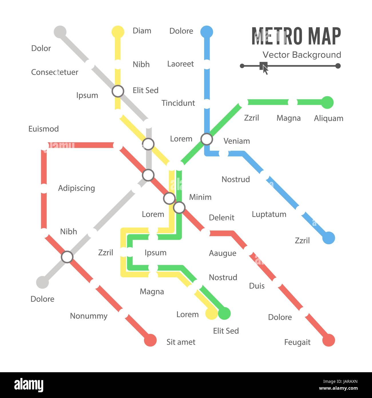 Metro Map Vector. City Transportation Scheme Concept. Colorful ...