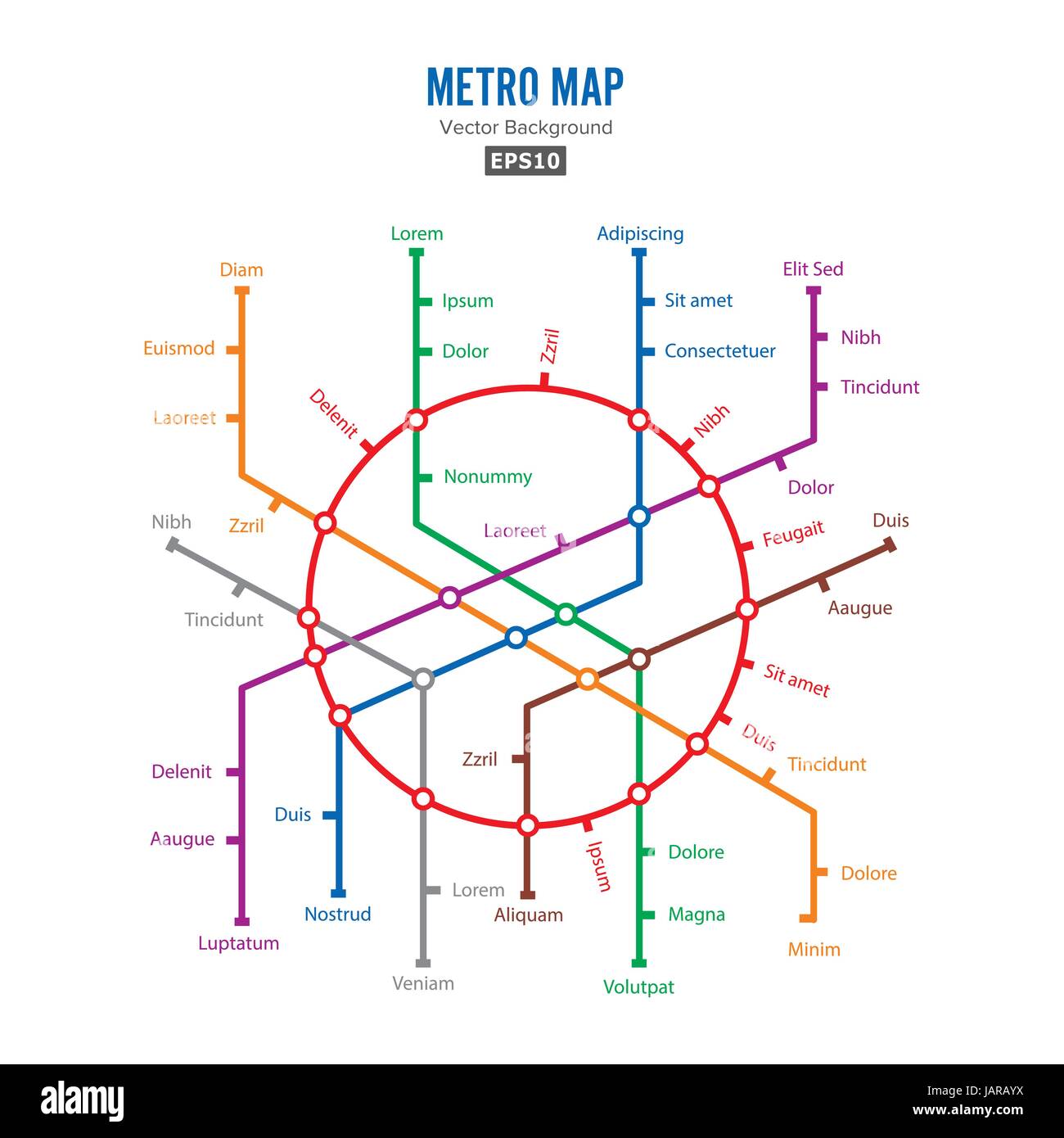 Metro Map Vector City Transportation Scheme Concept Colorful
