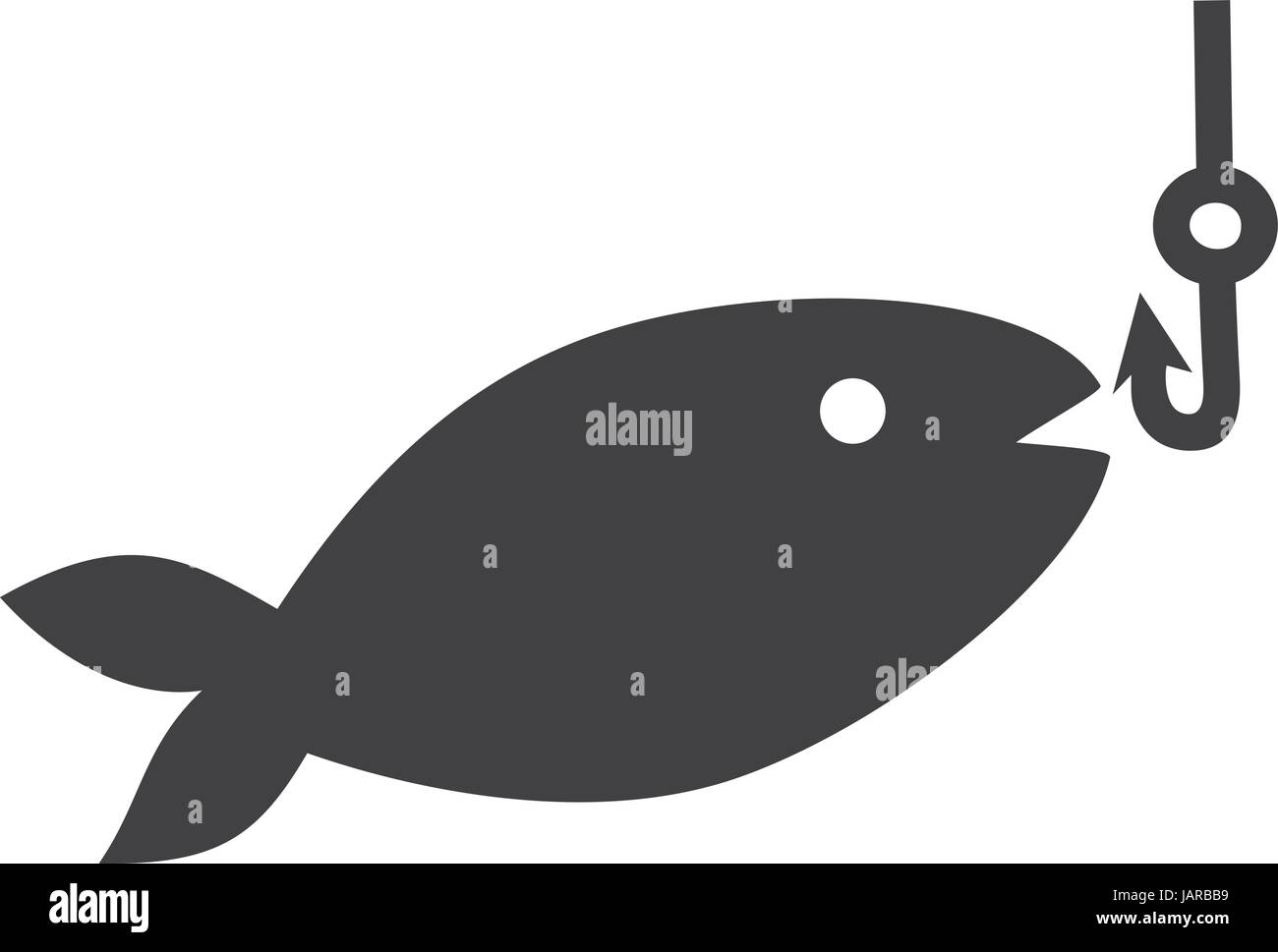 Simple fishing icon with fish and hook in vector Stock Vector Image ...