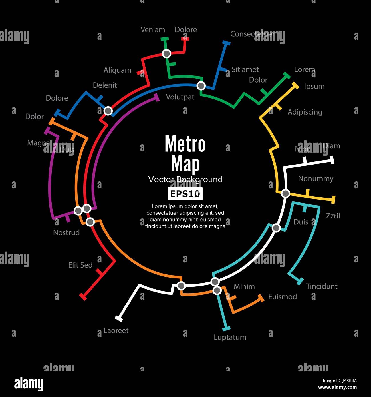 Metro Map Vector. Template Of City Transportation Scheme For ...