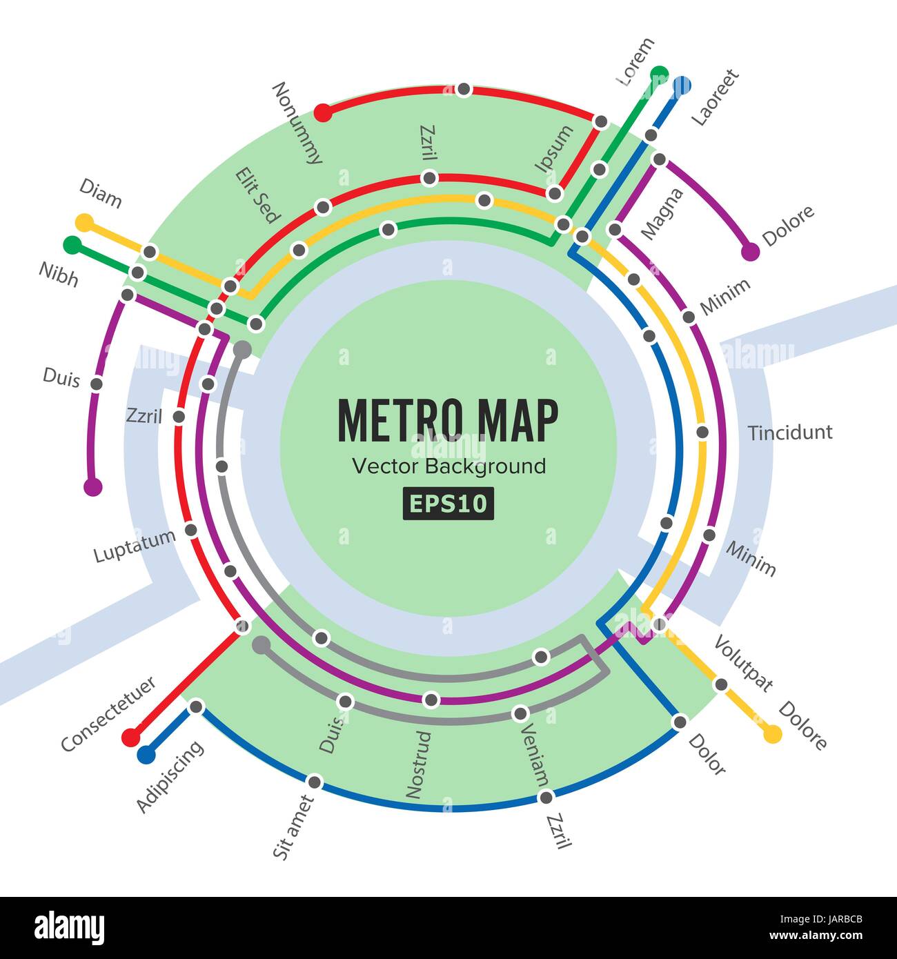 Metro Map Vector. Template Of City Transportation Scheme For ...