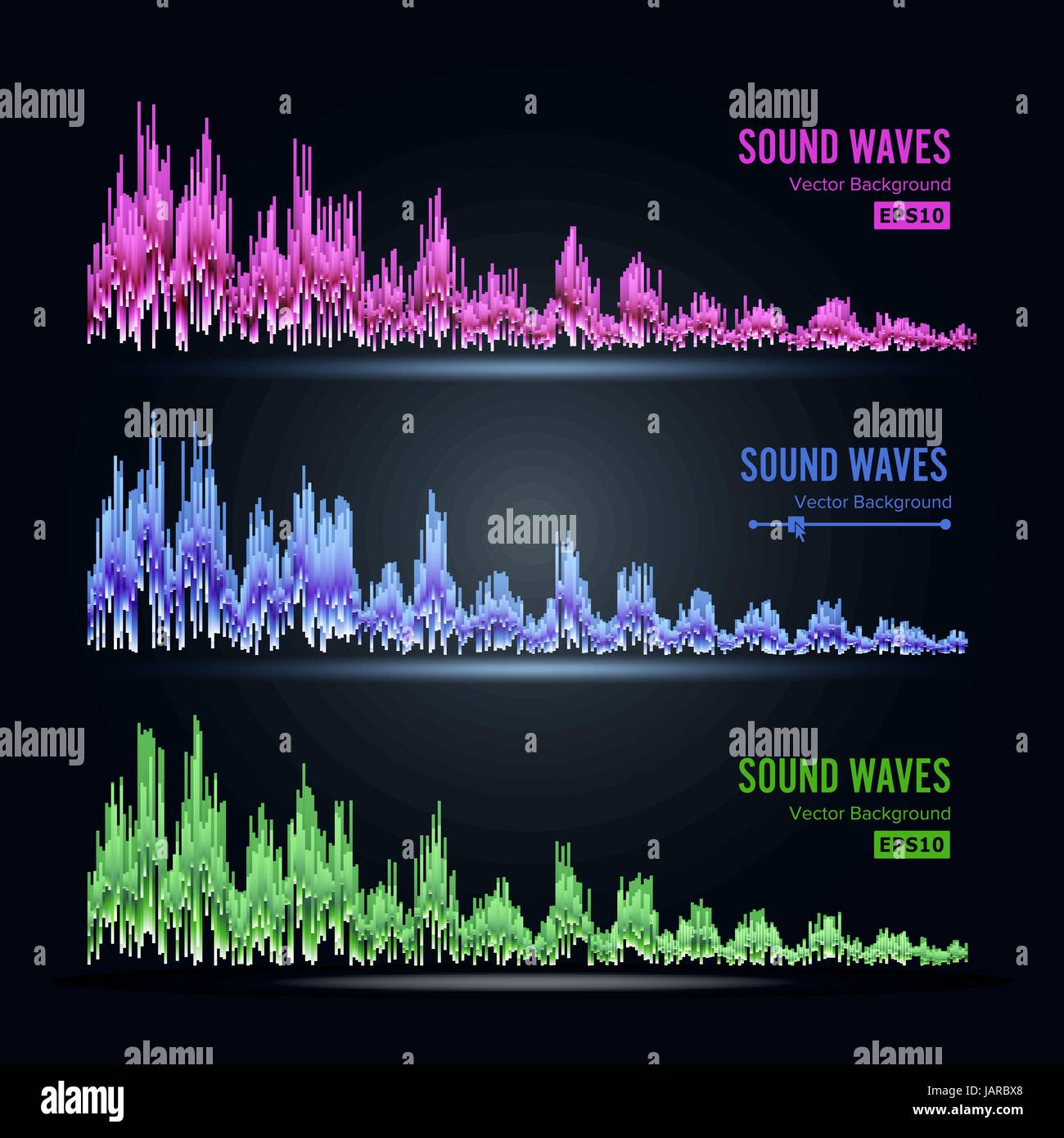 Music Sound Waves Pulse Abstract Vector. Synthesis And Electronic Sound ...