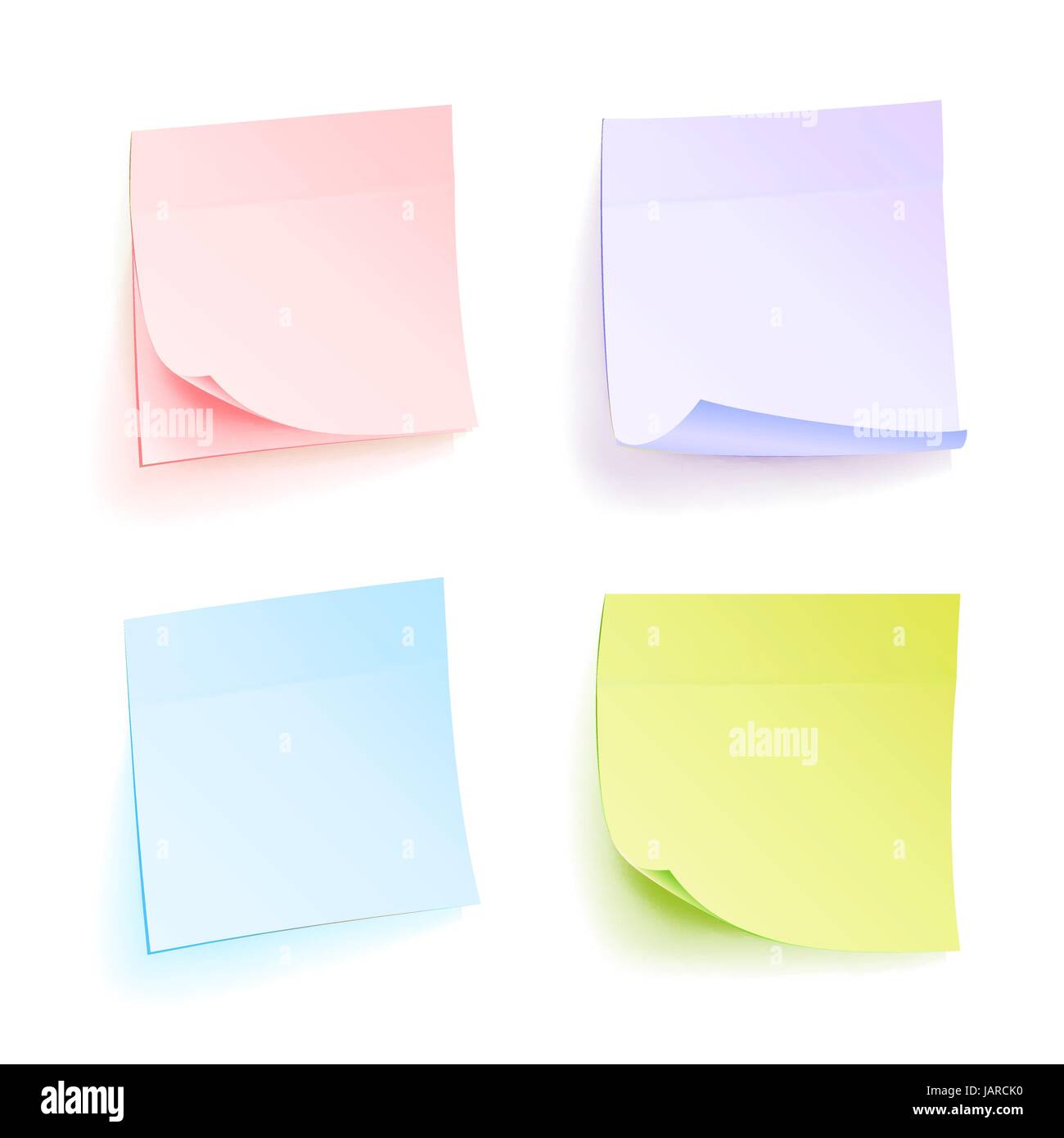 Paper Work Notes Isolated Vector. Set Of Color Sheets Of Note Papers ...