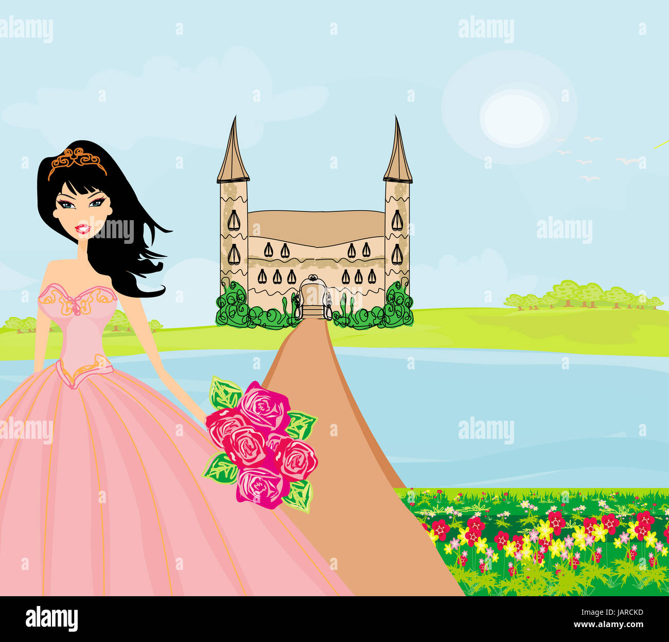 Beautiful young princess front castle girl hi-res stock photography and ...