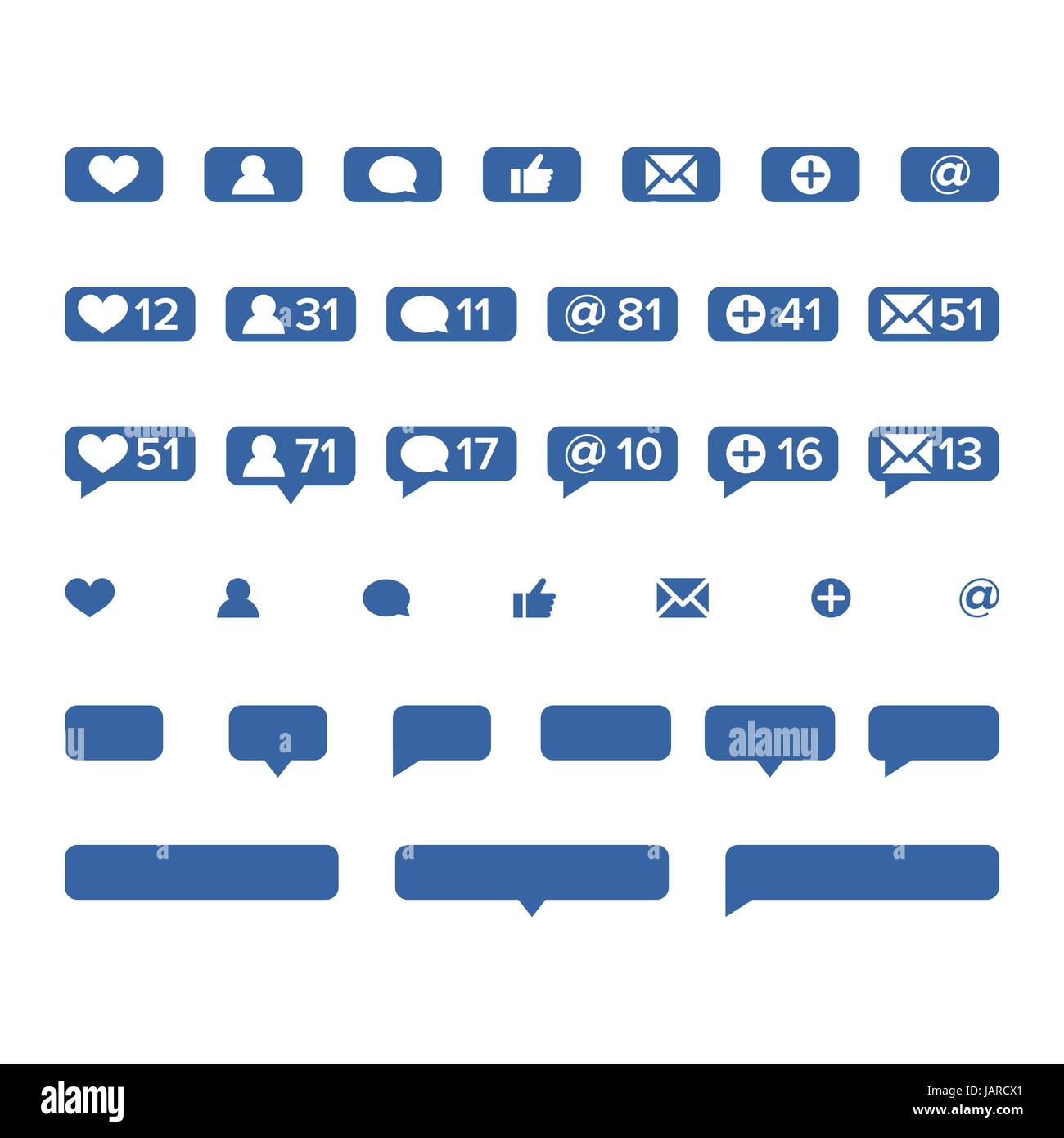 Notifications Icons Template Vector. Social network app symbols of ...