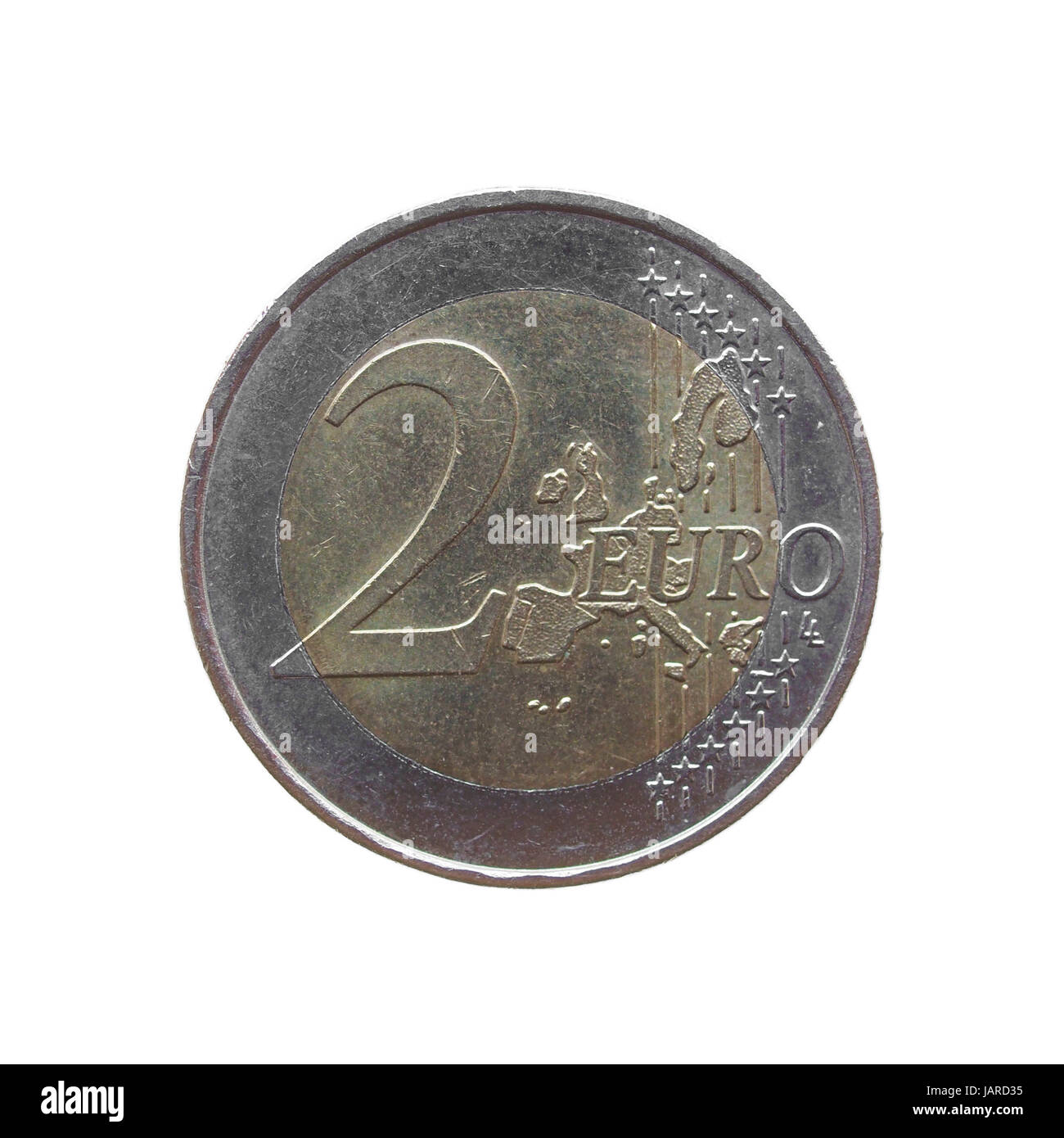 Two Euro coin isolated over a white background Stock Photo - Alamy