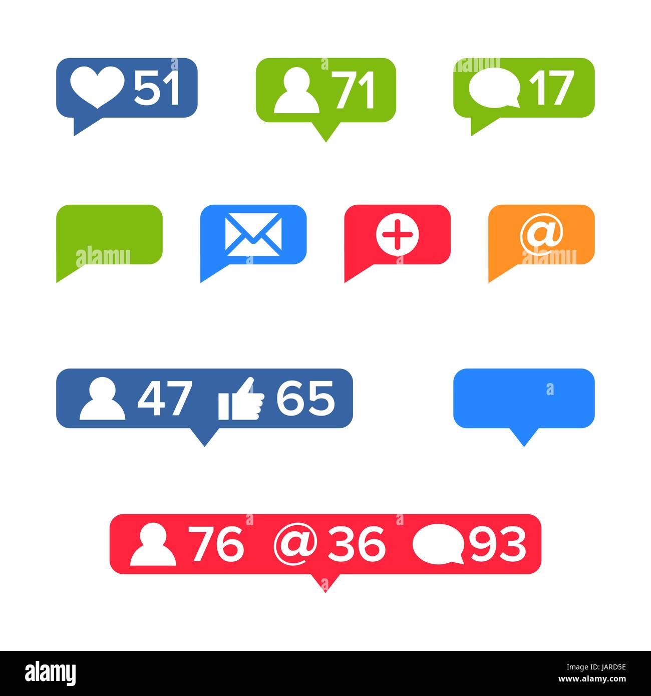 Notifications Icons Template Vector. Social network app symbols of ...