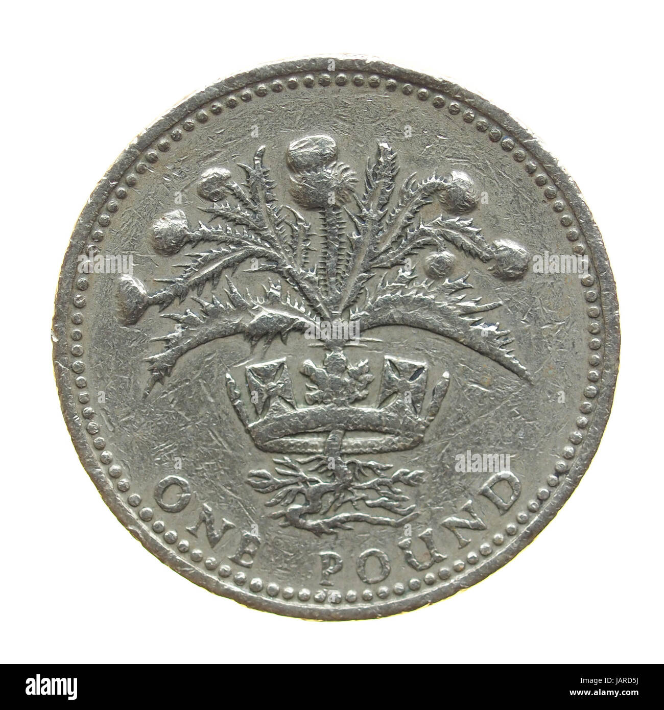 One Pound coin isolated over a white background Stock Photo - Alamy