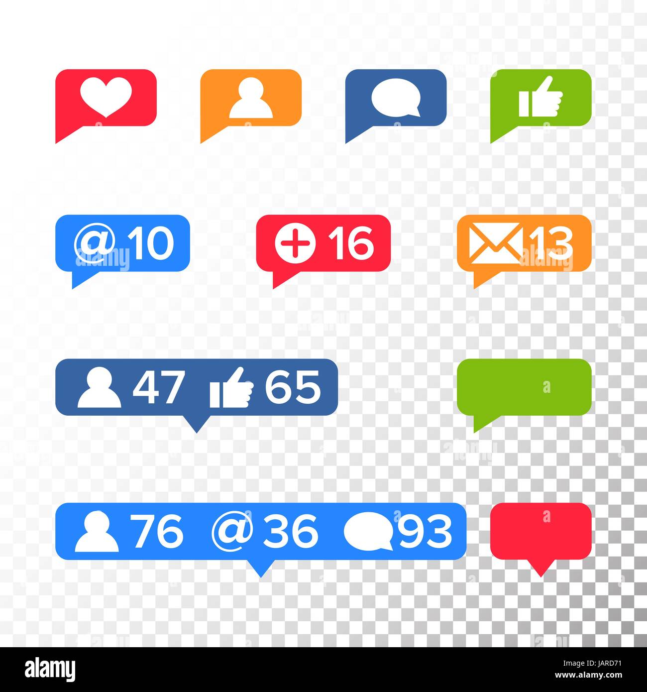 Notifications Icons Template Vector. Like symbol, Message and ...