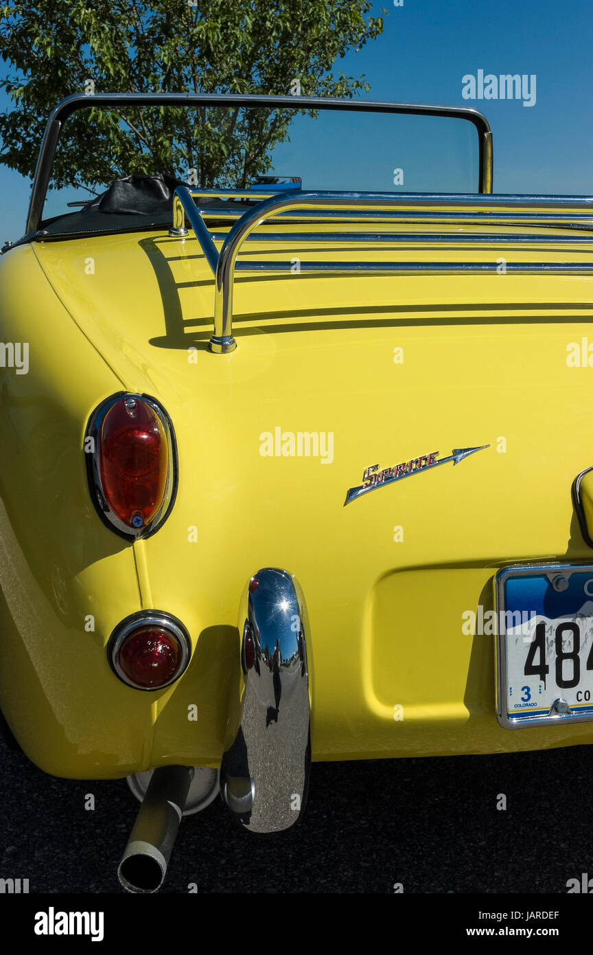 Yellow Austin Healey Bugeye Sprite roadster Stock Photo - Alamy