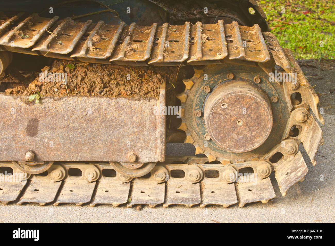 excavator tracks, Backhoe wheel located on site for constuction Stock ...