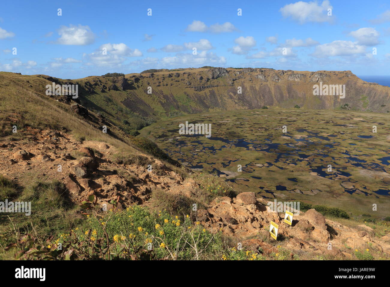 easter island rano kau volcano Stock Photo - Alamy