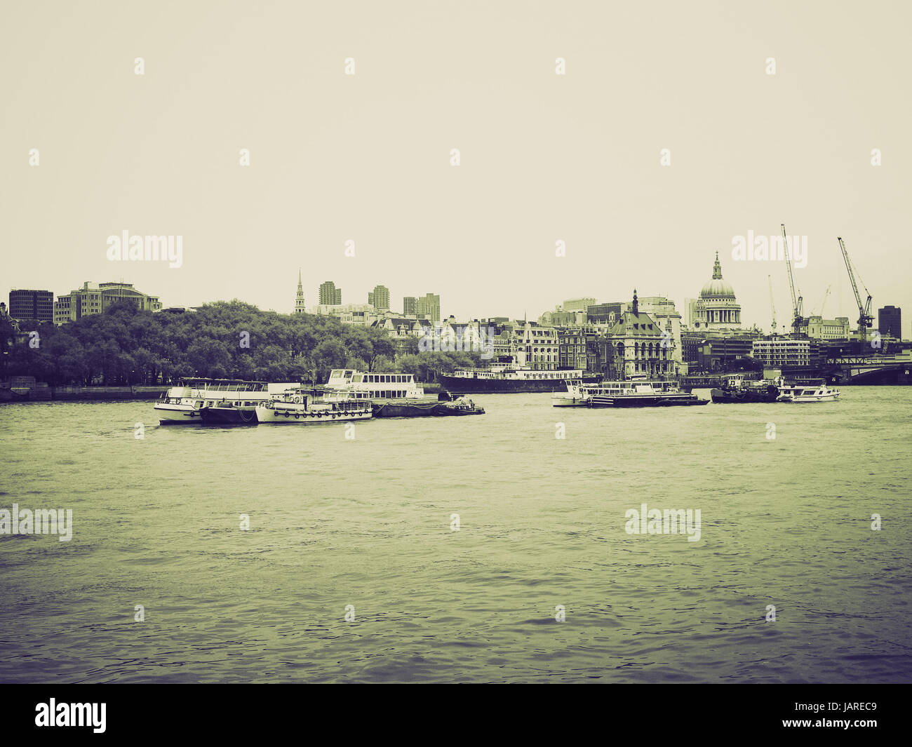 Retro sepia Panoramic view of River Thames, London, UK Stock Photo - Alamy