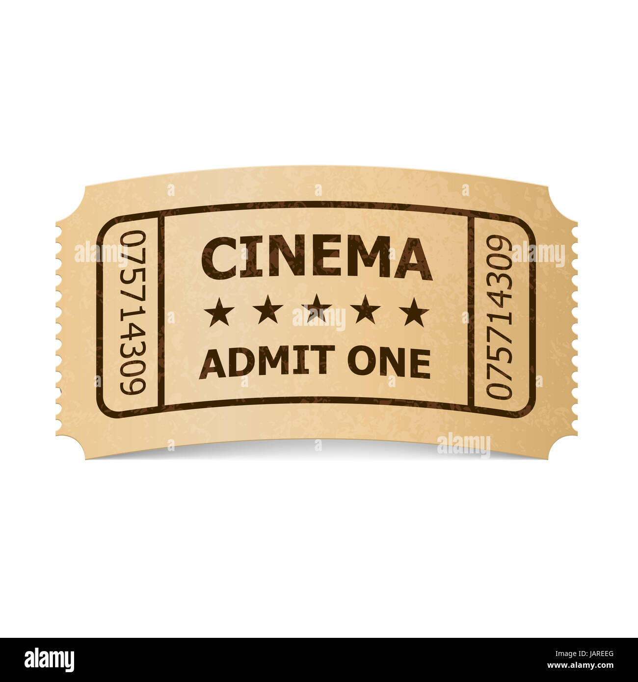 Retro style cinema ticket isolated on white. Vintage symbol of film ...