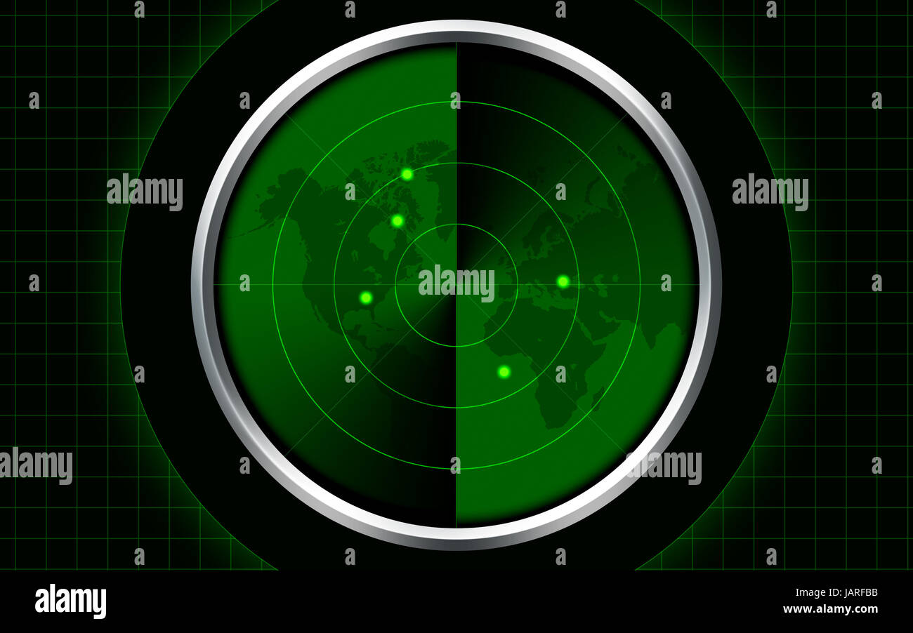 computer generated vintage green old radar illustration Stock Photo - Alamy