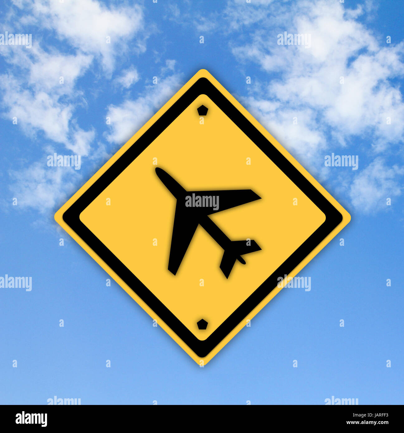 Airplane airport sign on beautiful sky background Stock Photo - Alamy