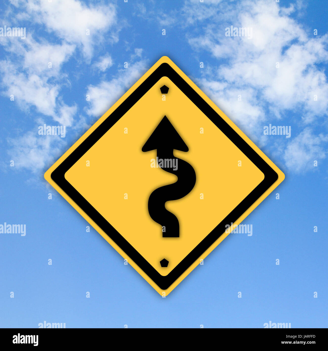 Curves ahead warning sign on beautiful sky background Stock Photo - Alamy