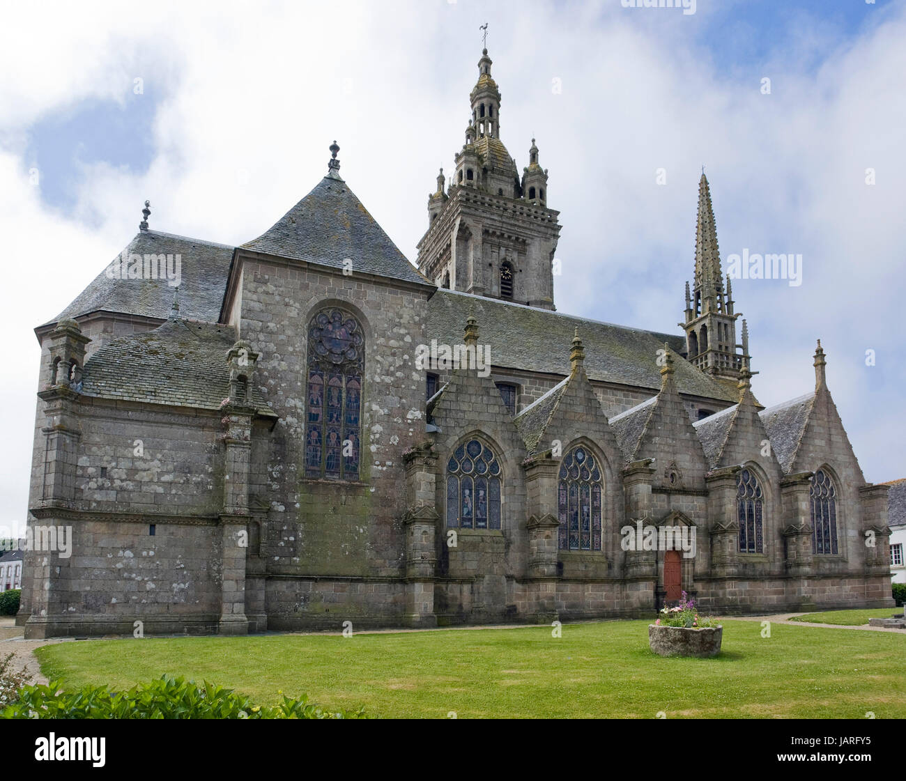 Historic church with parish close in Saint-Thegonnec in Brittany ...