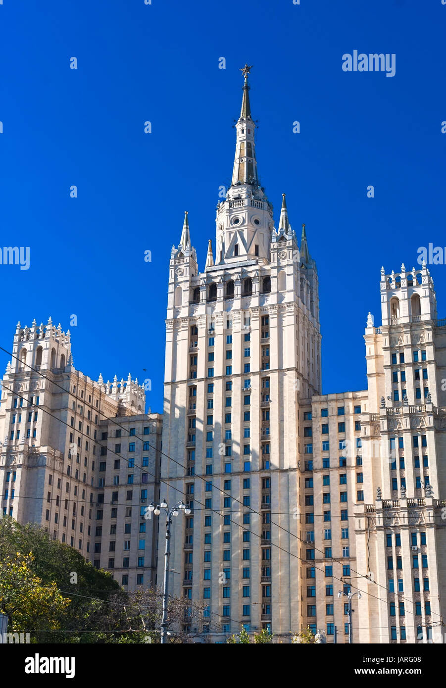 Beautiful view of old soviet skyscrape in Moscow, Russia Stock Photo ...