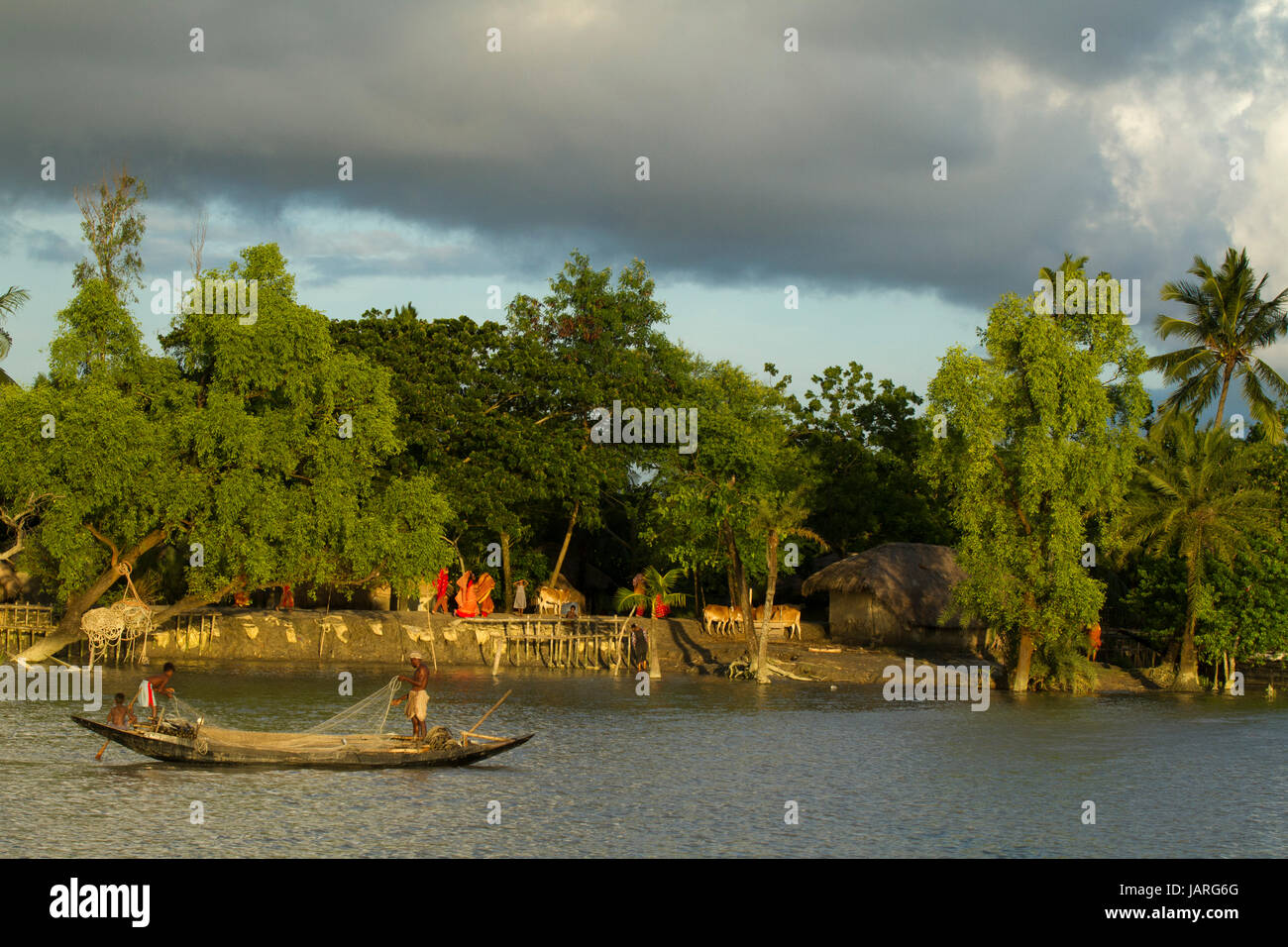 Village on the bank of Pasur River. Bagerhat, Bangladesh Stock Photo ...