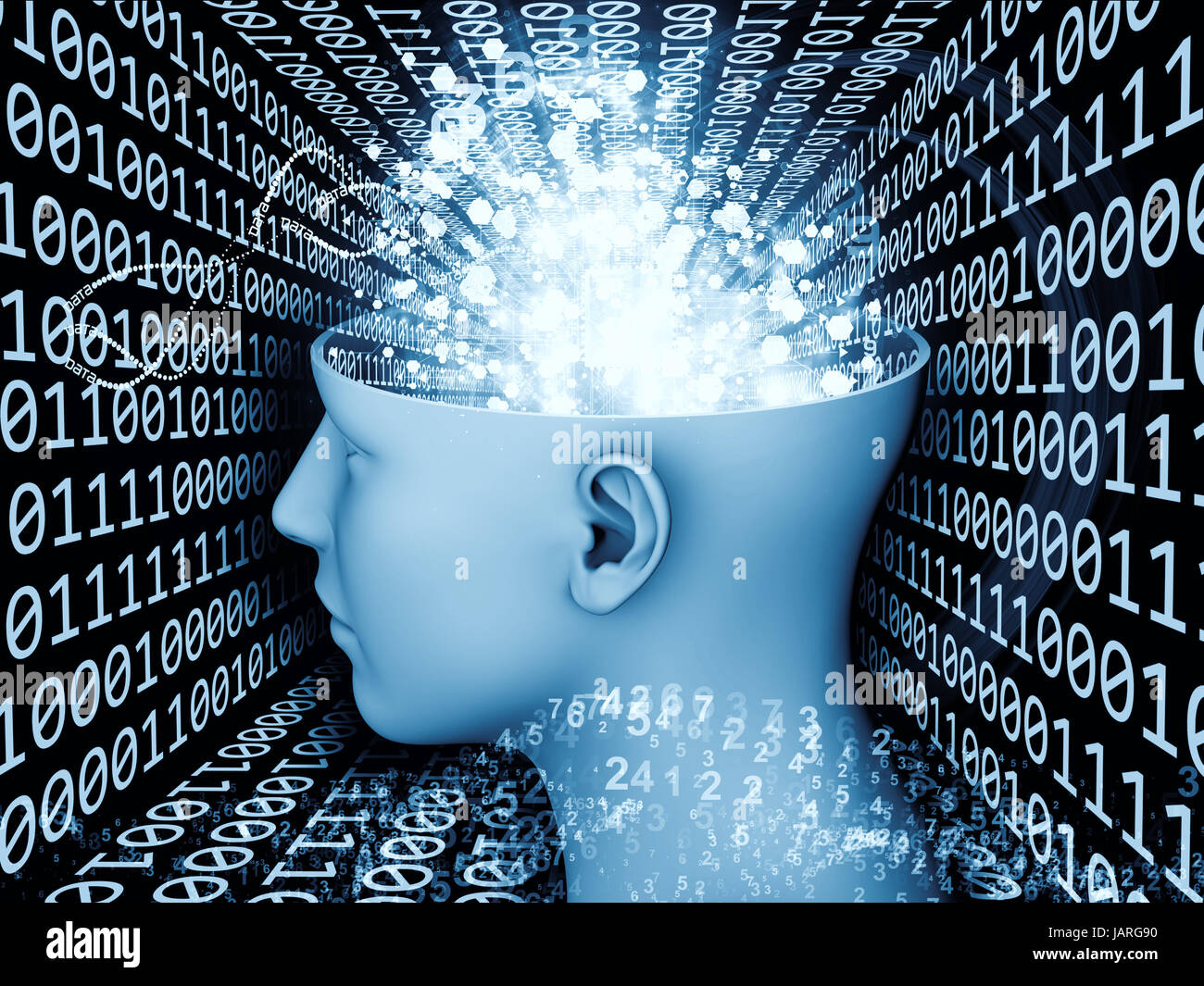 Design composed of human head and symbolic elements as a metaphor on ...