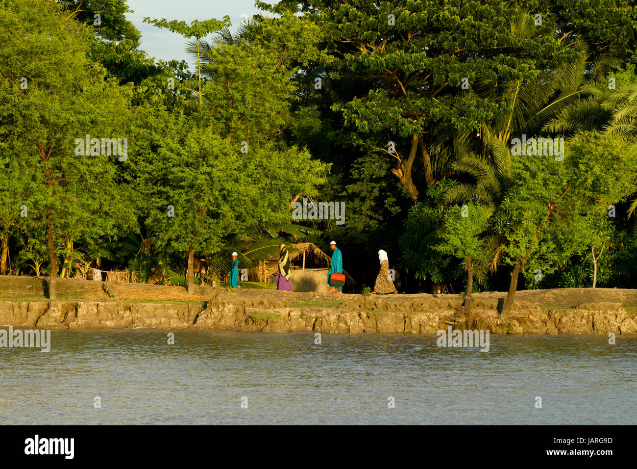 Village on the bank of Pasur River. Bagerhat, Bangladesh Stock Photo ...