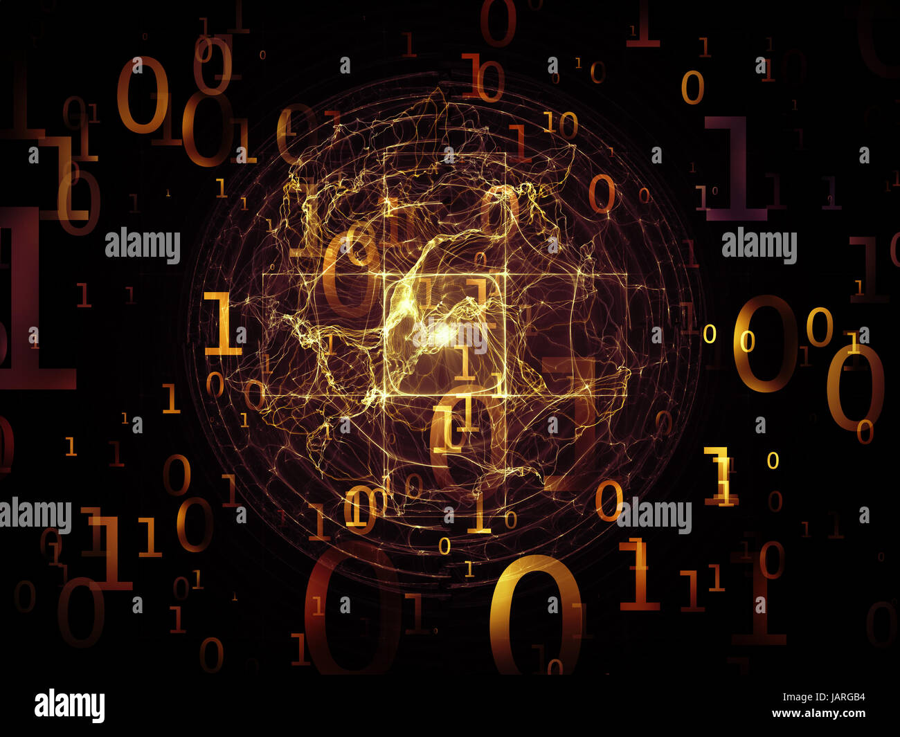 Number in Space series. Abstract arrangement of numbers, fractal ...