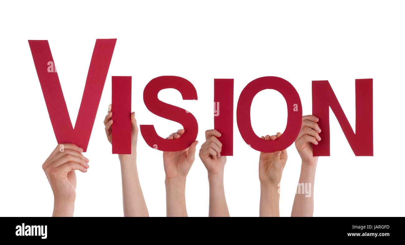 Hands Holding the Red Word Vision, Isolated Stock Photo - Alamy