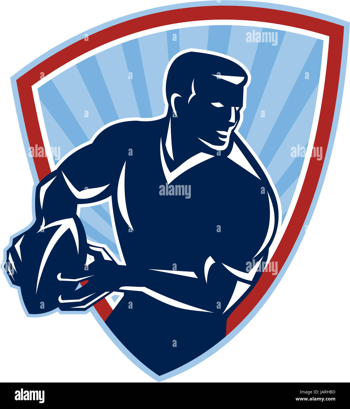 illustration of a Rugby player passing ball facing front silhouette ...