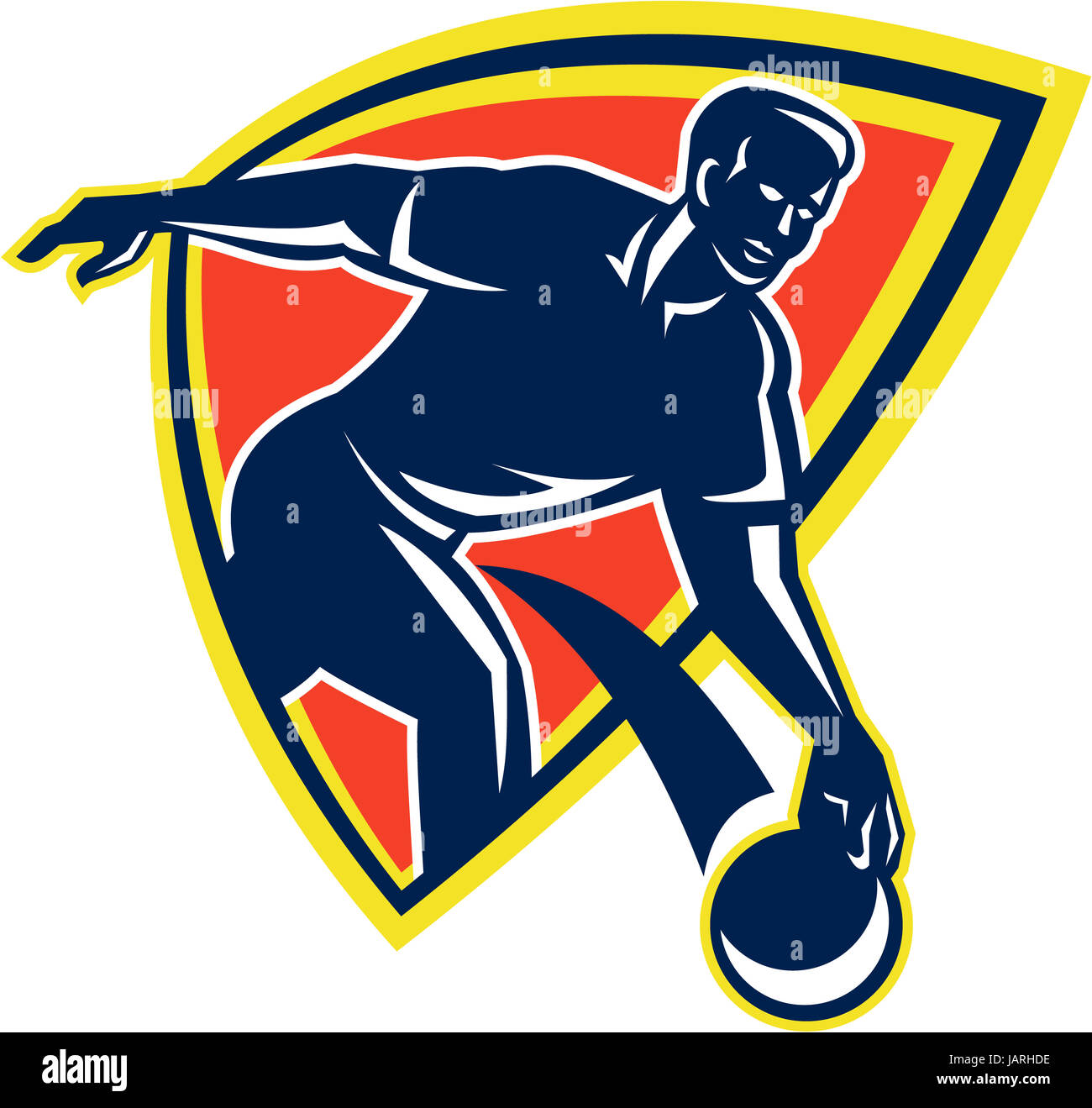 Illustration of a ten-pin bowler throwing bowling ball viewed from side ...