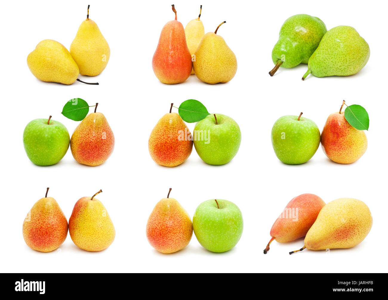 Collection of fresh pears isolated on white background Stock Photo - Alamy